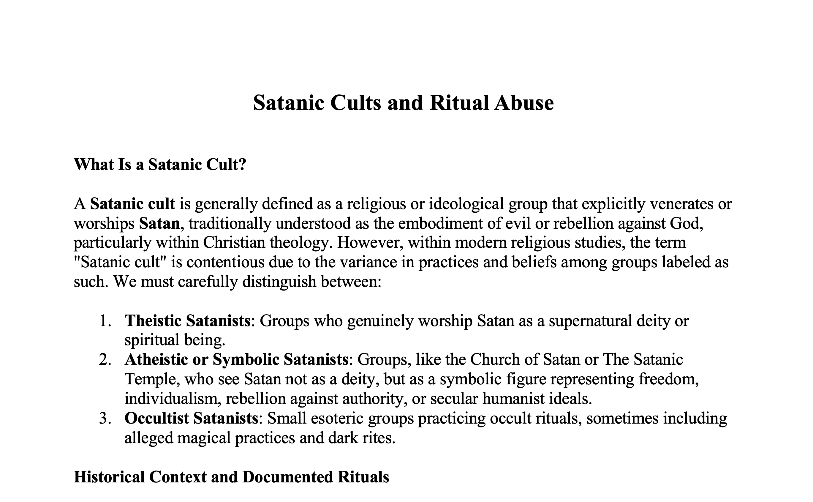 Satanic Cults and Ritual Abuse - Dr. David Patrick Harry, PhD