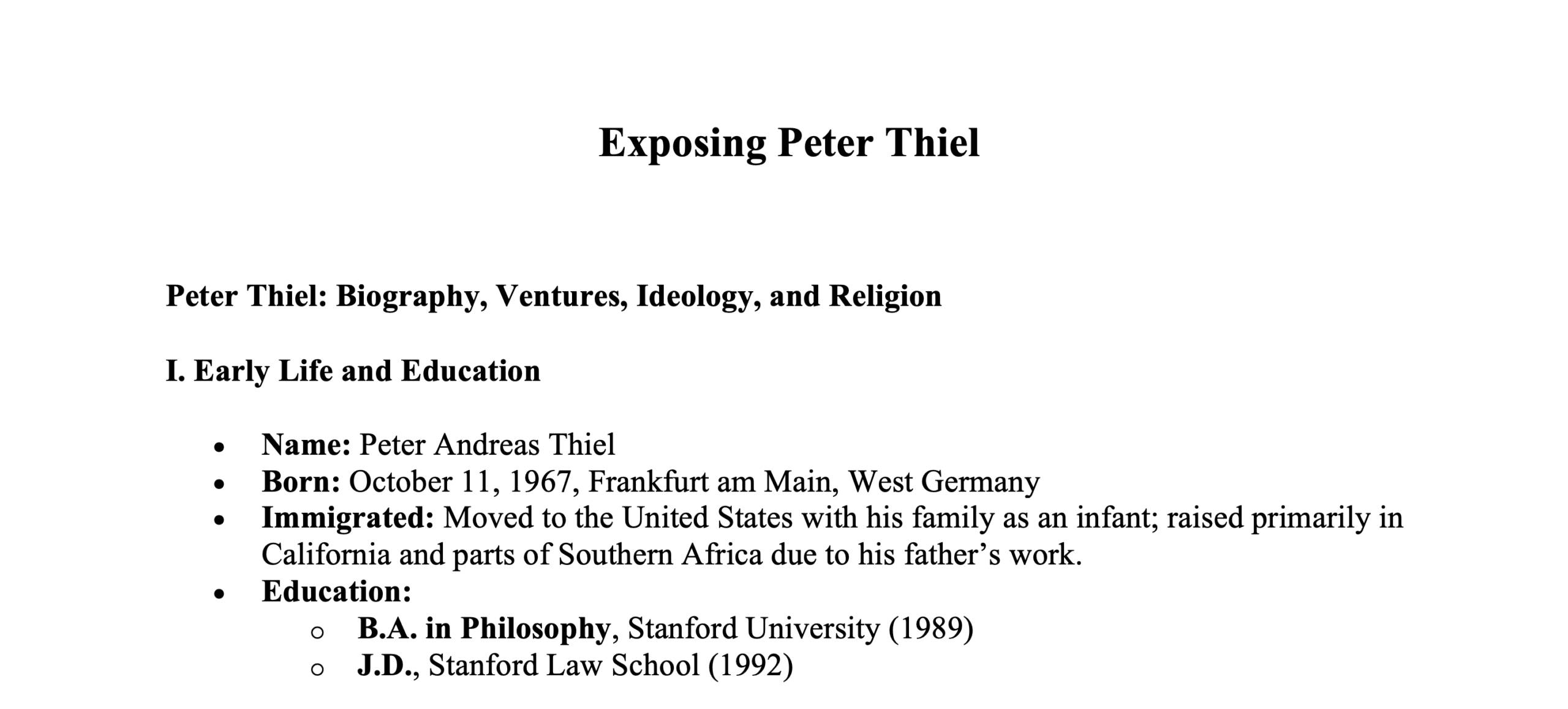 Exposing Peter Thiel - Dr. David Patrick Harry, PhD